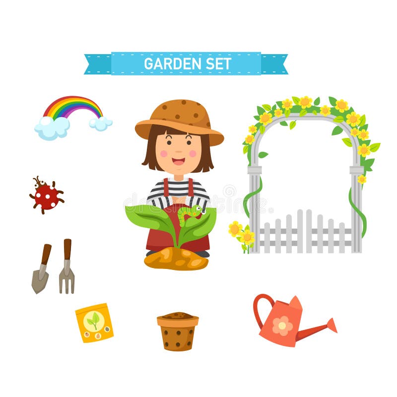 Garden set vector stock vector. Illustration of flat - 93806257