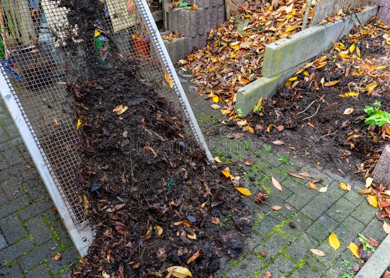 Garden Soil Sieve in the Fall with Compost Stock Image - Image of leaf ...