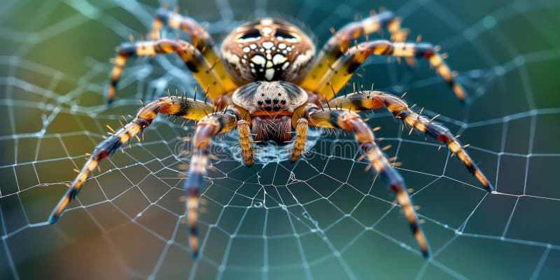 A Garden Spider on Its Web. Created with AI Stock Illustration ...