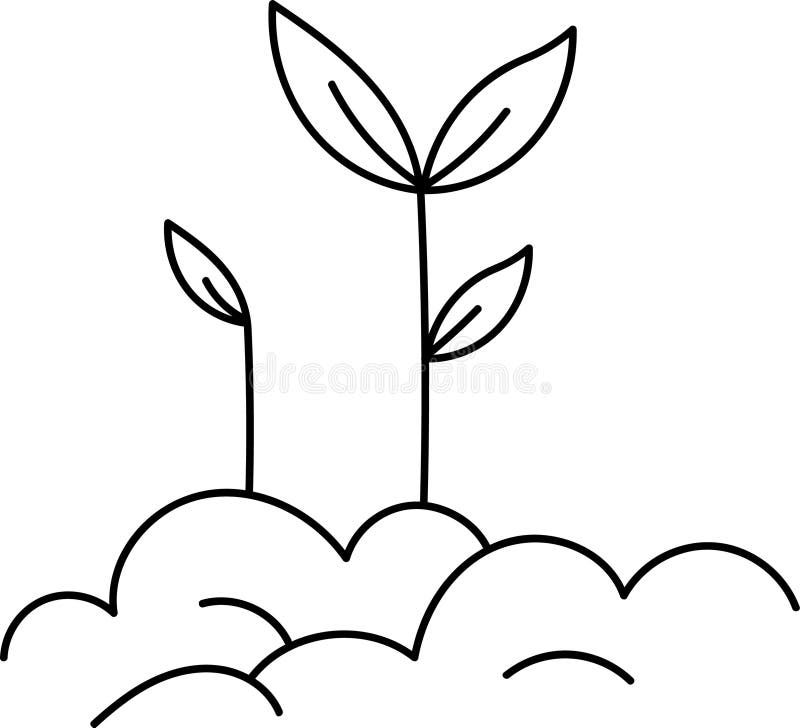 Garden Sprout Plants Outline Stock Vector - Illustration of symbol ...