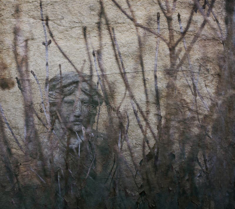Garden Statue Behind Branches Stock Image - Image of winter, stucco ...