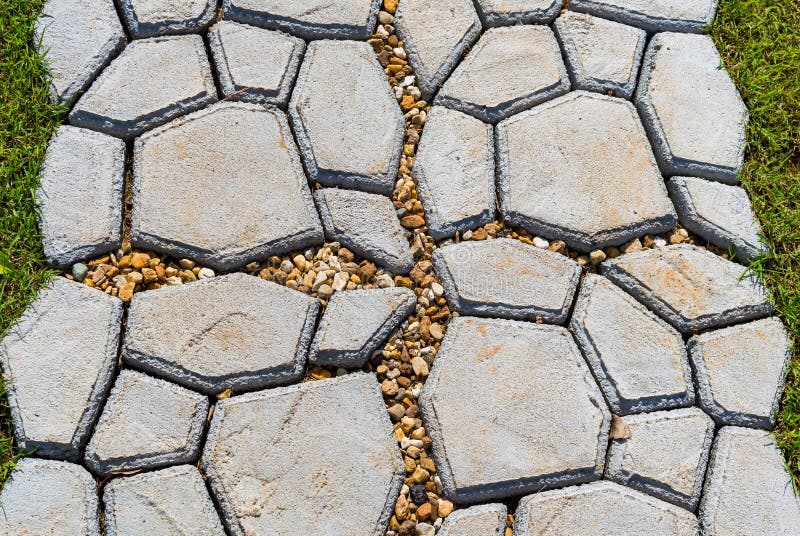 Garden Stone Path with Grass Growing Up between the Stones Stock Photo ...