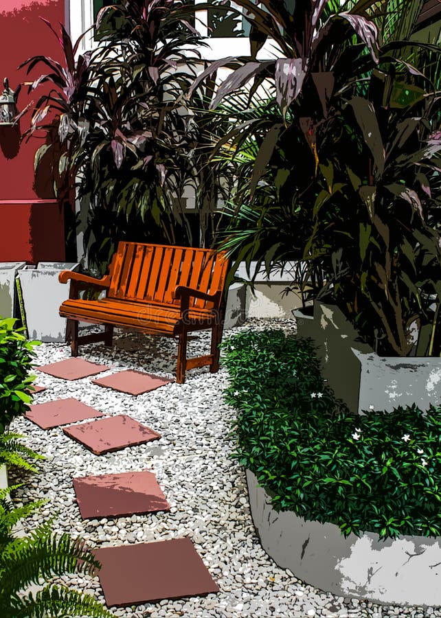 Garden stone poster style stock image. Image of foliage - 33044533