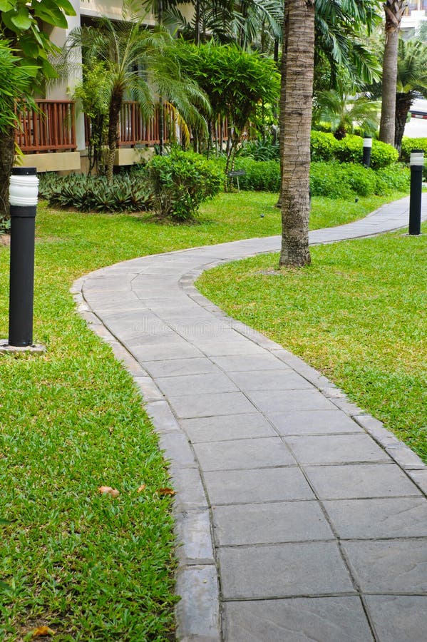 Garden stone walkway stock image. Image of plant, park - 24083255