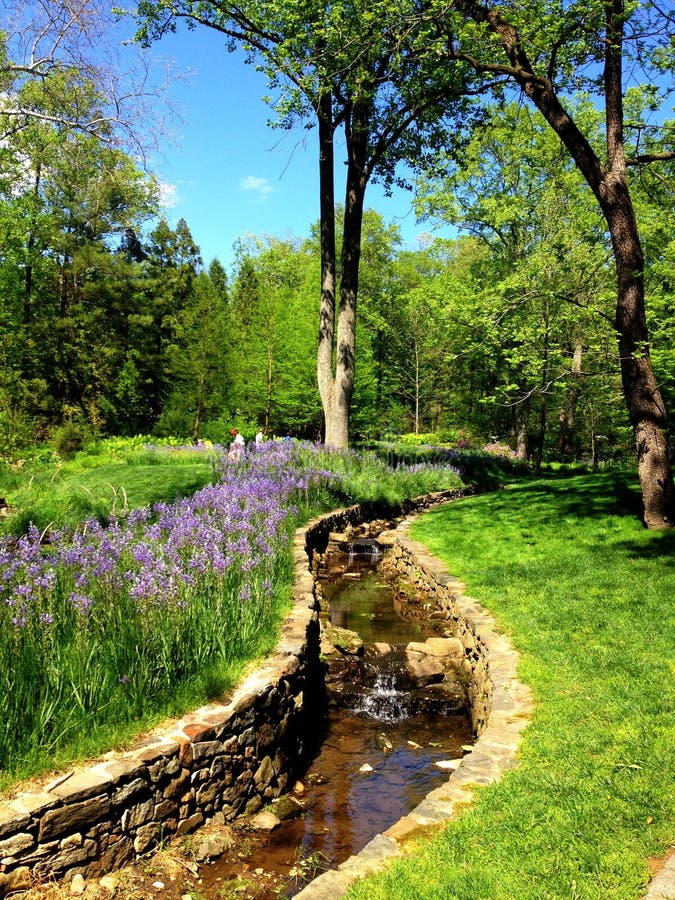 Garden Stream stock image. Image of chanticleer, garden - 48646253