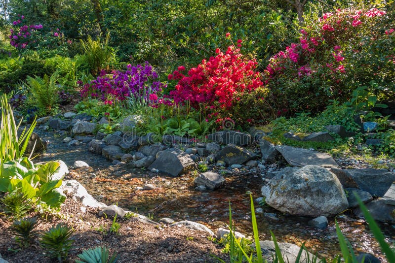 Garden Stream Landscape stock image. Image of garden - 92978175