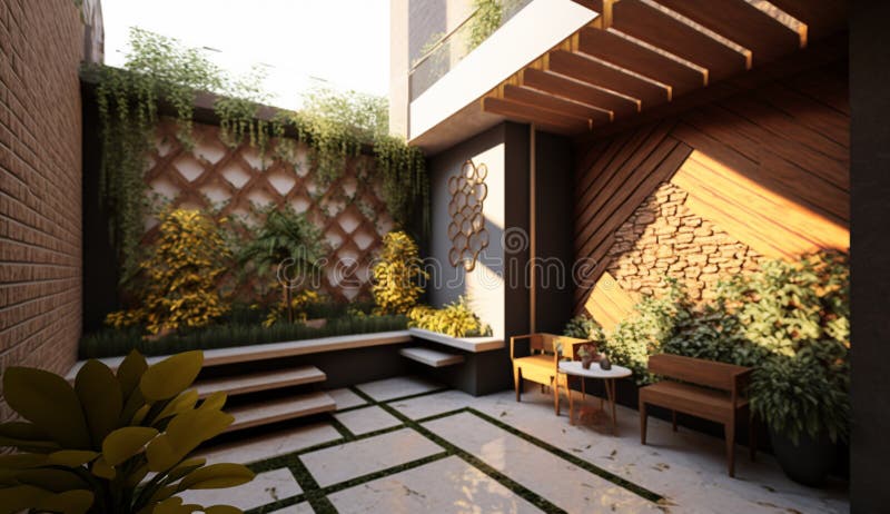 Garden Terrace Architects Design. Generative AI Stock Illustration ...