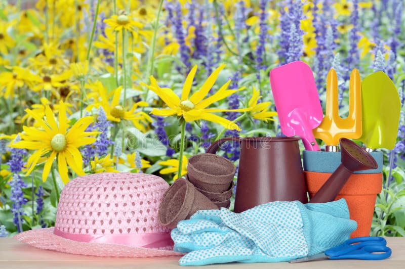 Garden tools stock photo. Image of flower, trowel, wooden - 108180904