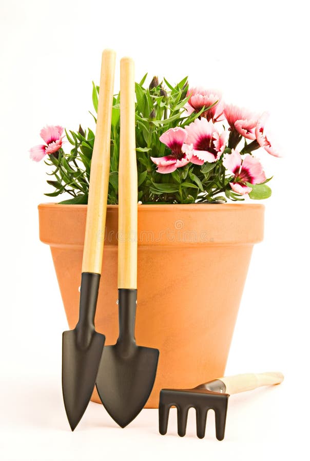 Garden tools stock image. Image of close, flowerpot, petal - 14215221