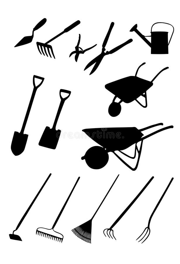 Silhouette garden tools stock vector. Illustration of cutter - 8033576