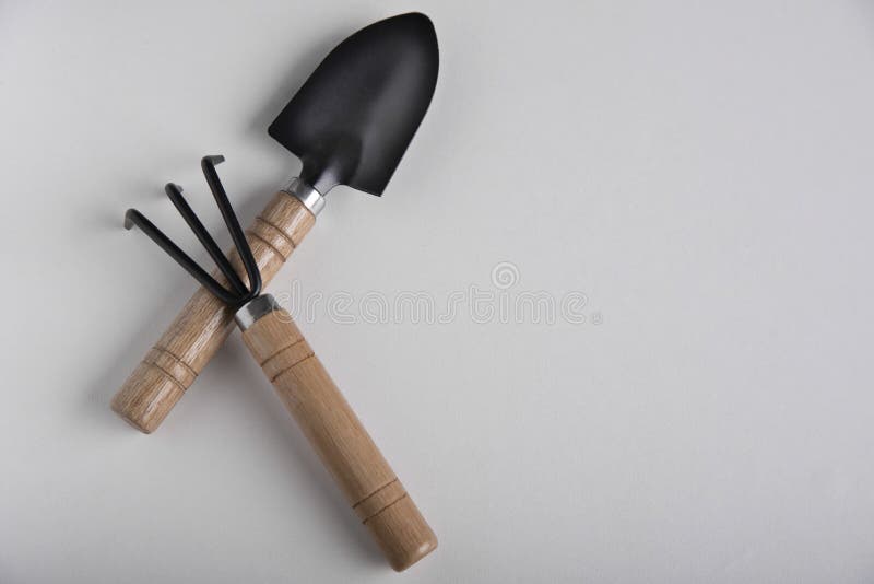 Garden Tools Assortment on the Artificial Grass. Stock Image - Image of ...