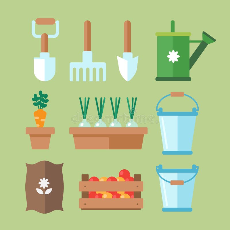 Garden Tools. Garden Set Icons Stock Vector - Illustration of agronomy ...