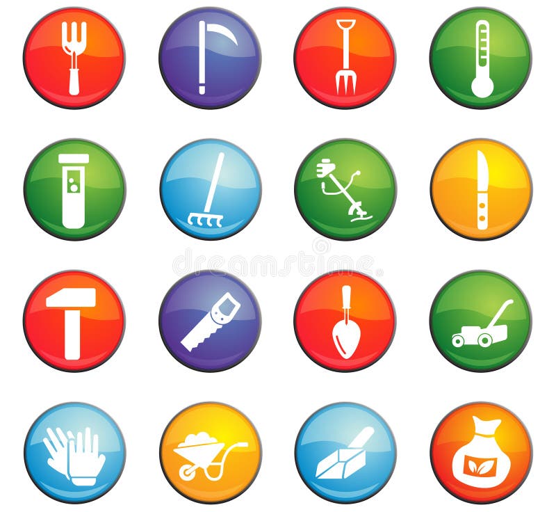 Garden tools icon set stock illustration. Illustration of element ...
