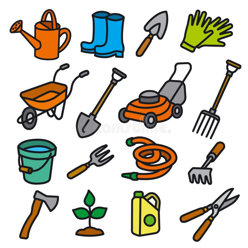 Garden tools icons stock vector. Illustration of outline - 139196168