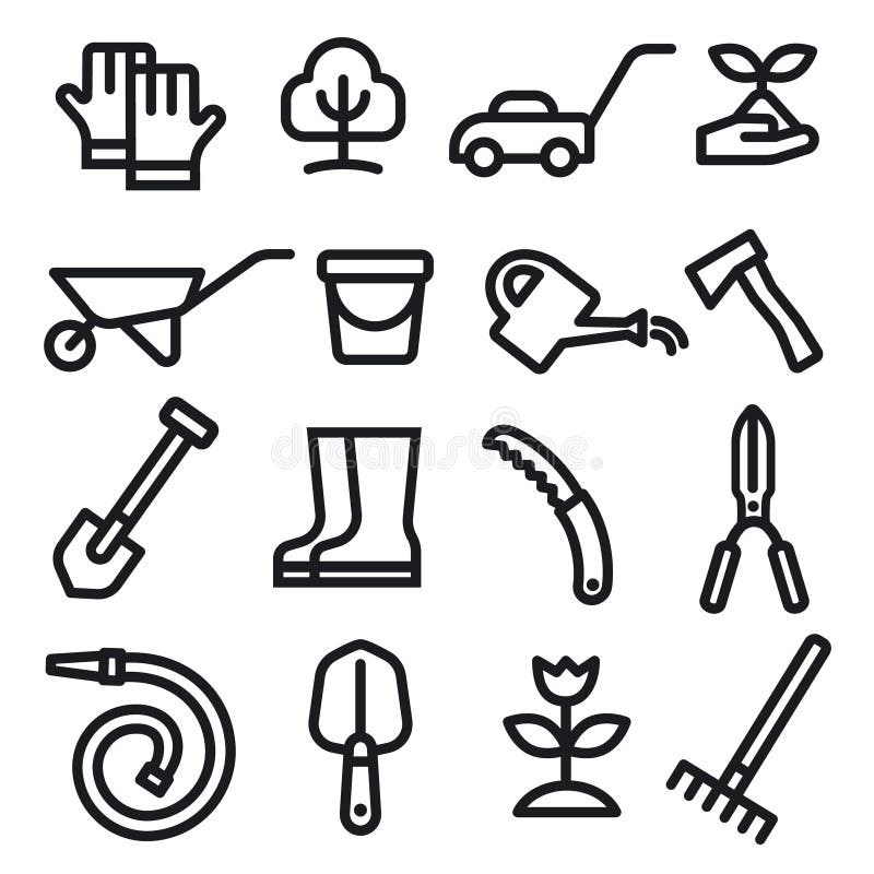 Garden tools icons stock vector. Illustration of tools - 141574363