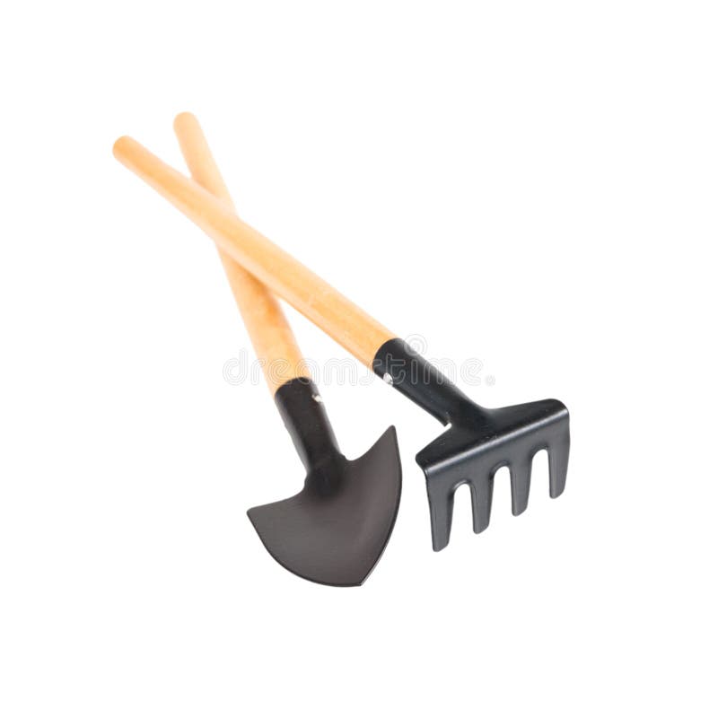 Garden Tools Isolated on White Stock Photo - Image of small, brown ...
