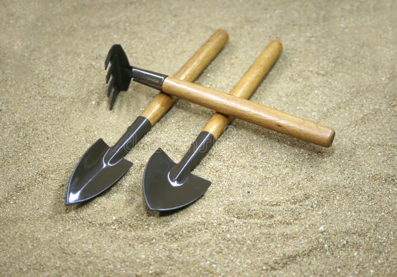 Garden tools on sand stock image. Image of siem, equipment - 37700977