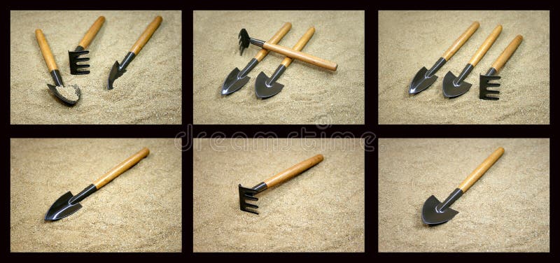Garden tools on sand stock photo. Image of isolated, siem - 38747618