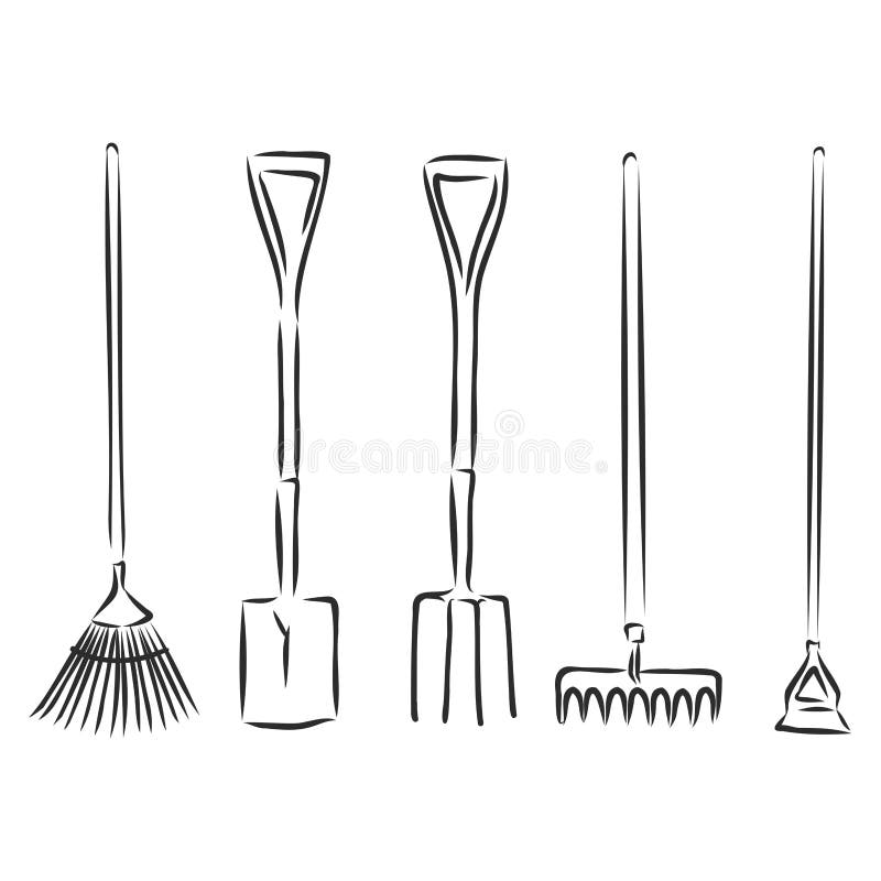 Garden Tools. Garden Tools Set Vector Sketch Illustration Stock ...