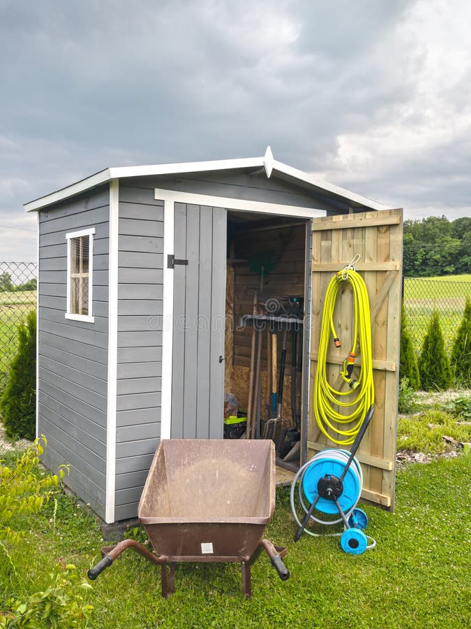 Garden tools shed stock photo. Image of reel, sprinkler - 57176042