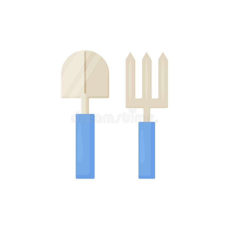 Garden Tools, Small Shovel and Trowel with Blue Handle. Vector Illustration Stock Illustration ...