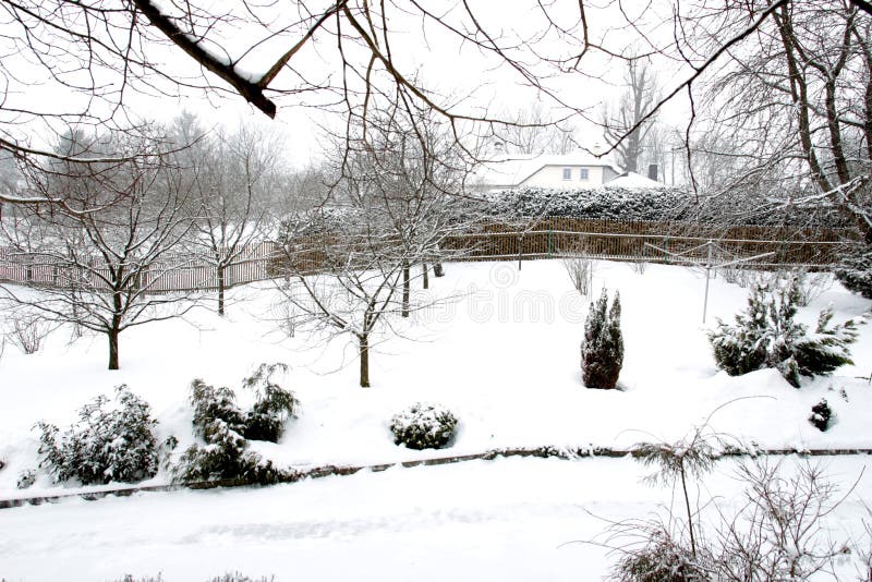 Snowy garden stock image. Image of frosty, garden, landscape - 112276683