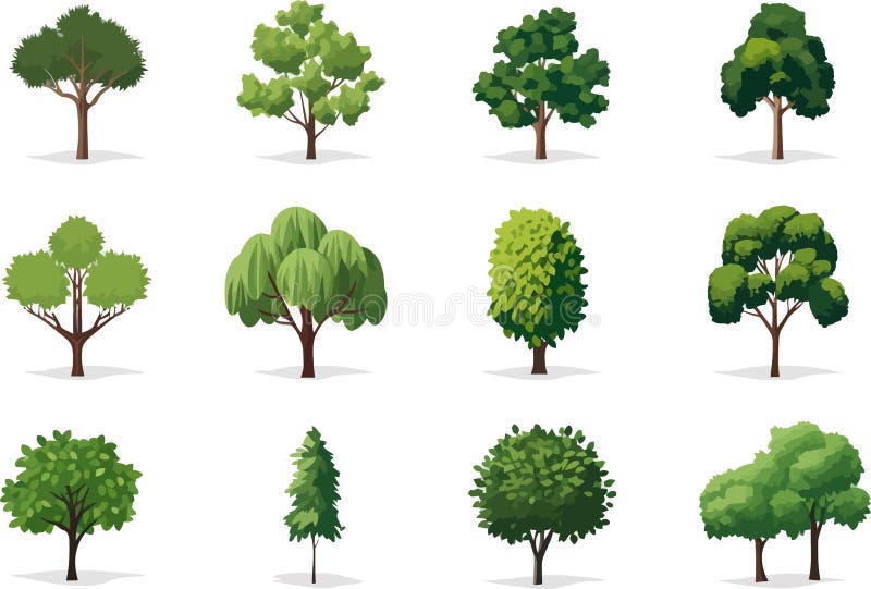 Garden Trees Set Isolated Vector Style Illustration Stock Vector ...