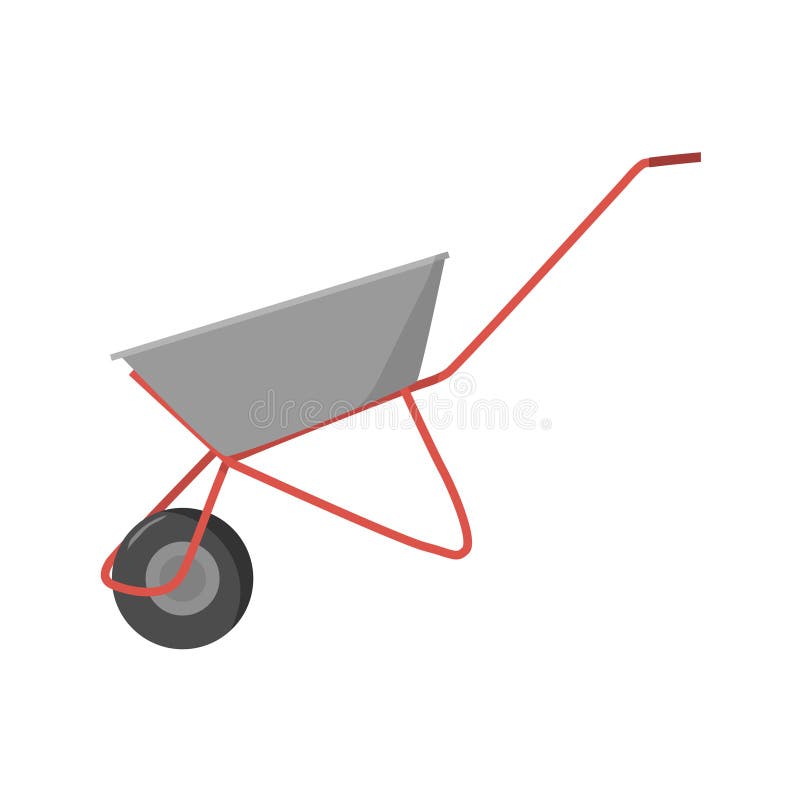 Garden Trolley with One Wheel. Hand Drawing. Flat Style. Vector ...