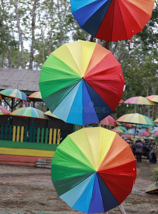 Garden Umbrella, Umbrella with Colorful Design Stock Image - Image of ...