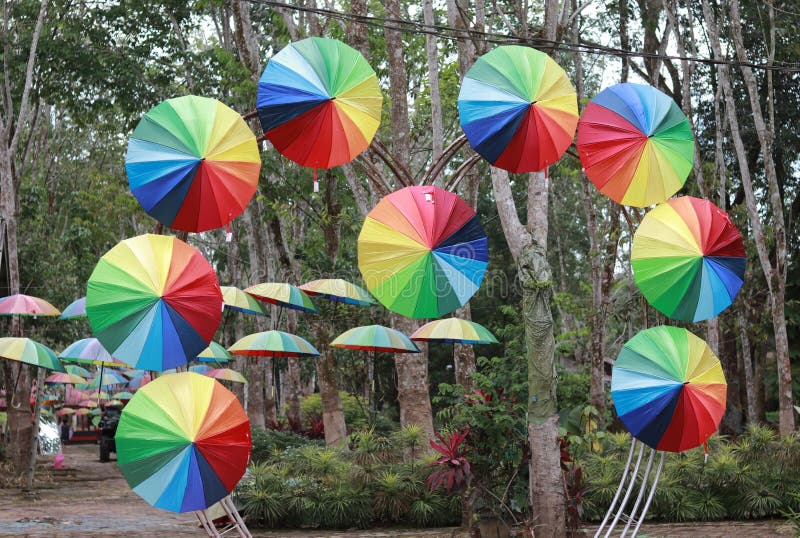 Garden Umbrella, Umbrella with Colorful Design Editorial Image - Image ...