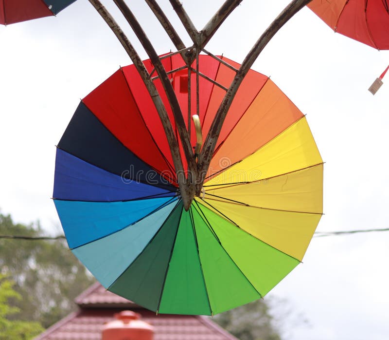 Garden Umbrella, Umbrella with Colorful Design Editorial Photo - Image ...