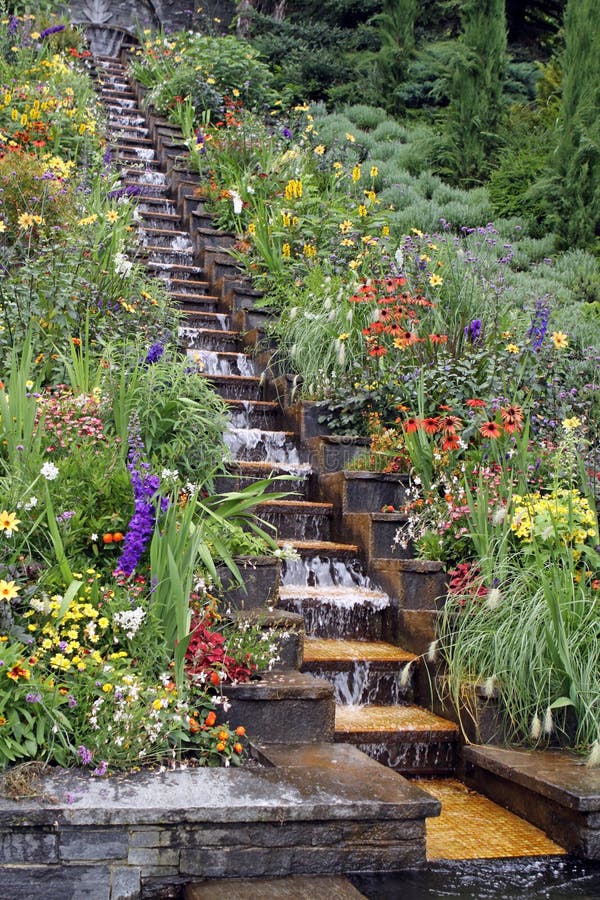 Garden Waterfall stock photo. Image of tree, stack, botany - 23191746