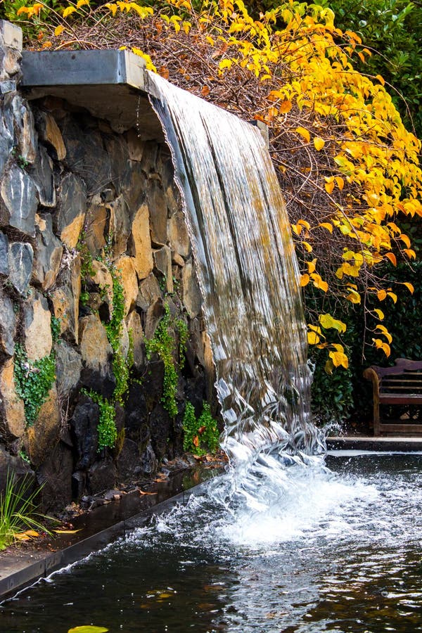 Garden Waterfall Pond Autumn Fall Leaves Stock Photo - Image of leaves ...