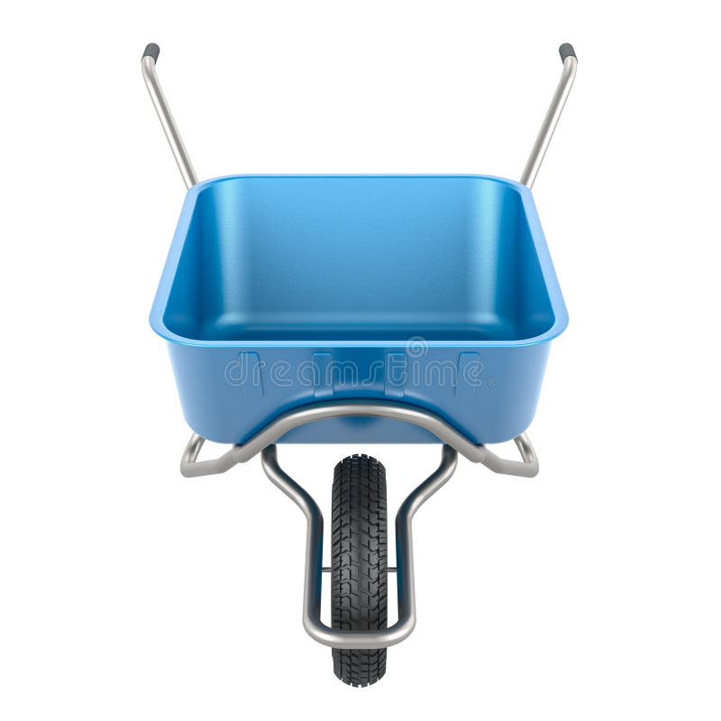 Garden Wheelbarrow Front View, 3D Rendering Stock Illustration ...
