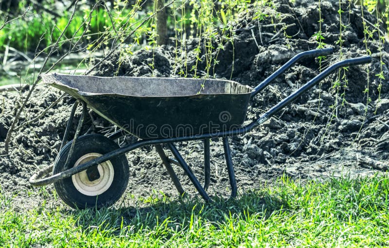 Garden Wheelbarrow with One Wheel Stock Photo - Image of construction ...