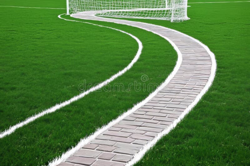 Garden Winding Path Lush Green Grass Walkway Tiles Stock Photos - Free ...