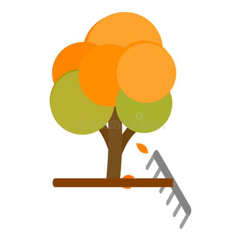 Garden Work Icon Isometric Vector. Yellowed Autumn Tree and Metal ...