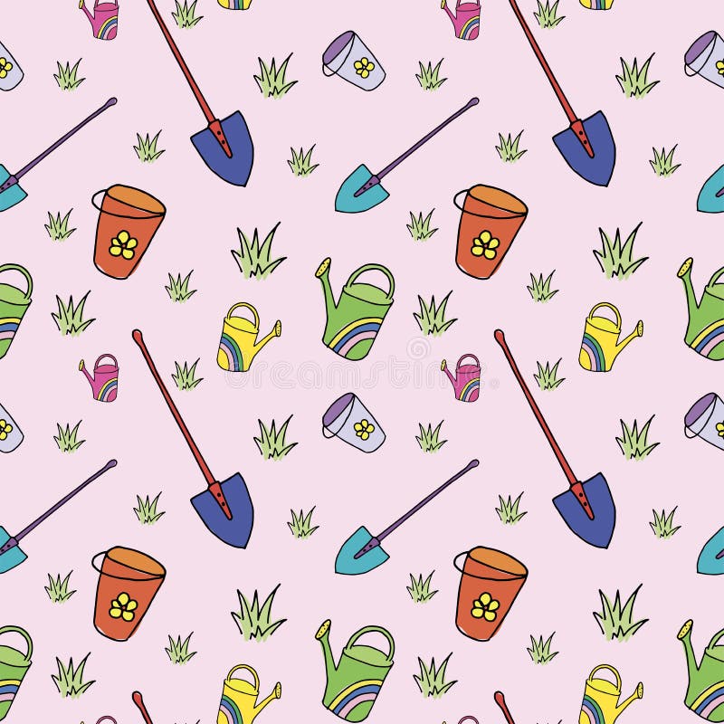 Spring Doodle Style Pattern. Seamless Vector Backdrop Stock Vector ...