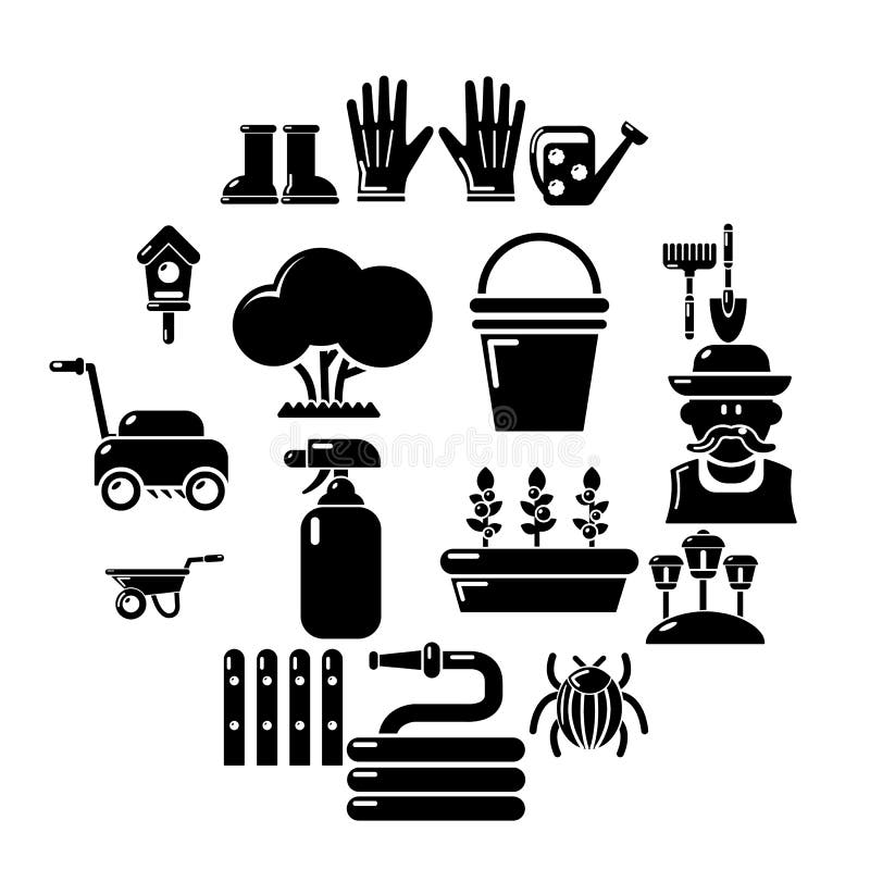 Gardener Icons Set, Simple Style Stock Vector - Illustration of ...