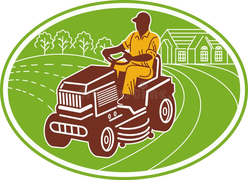 Lawn Mower Man Gardener Cartoon Stock Vector - Illustration of mowing ...