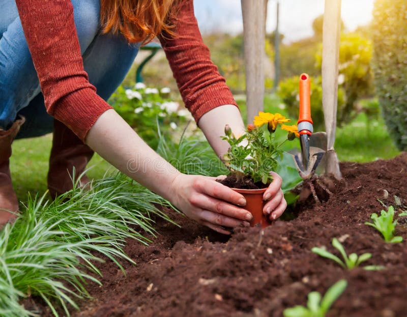 Gardener Sowing Seeds, Gardener Hands Working Soil, Plants Stock Image ...