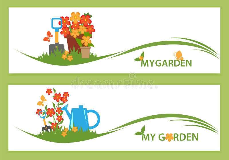 Gardening banner stock vector. Illustration of green - 64915983