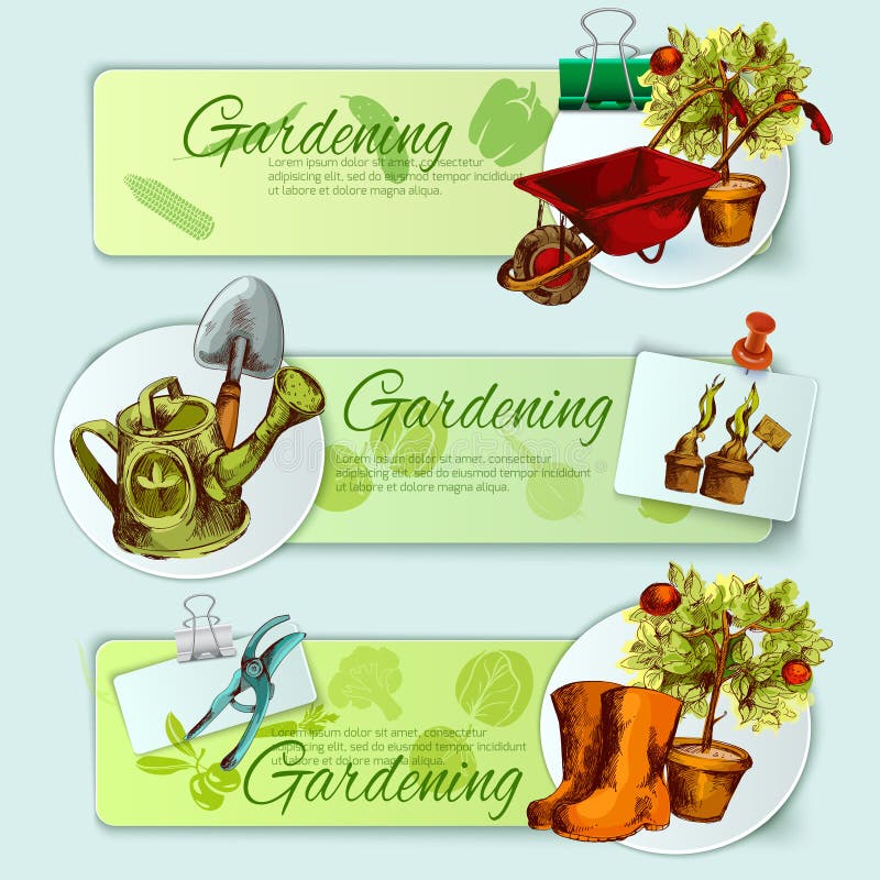 Gardening Banner Set stock vector. Illustration of fresh - 209543925