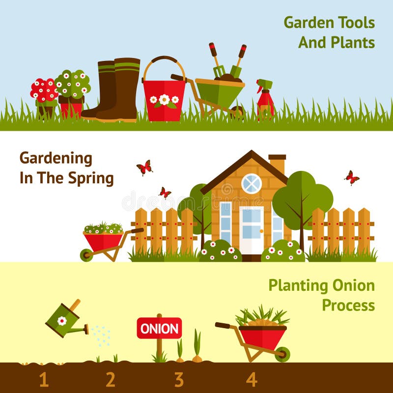 Gardening Banners Set stock vector. Illustration of business - 52755533