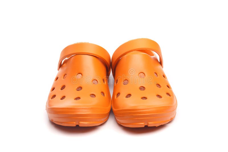 Gardening Bright Orange Clogs Isolated on White Stock Image - Image of ...