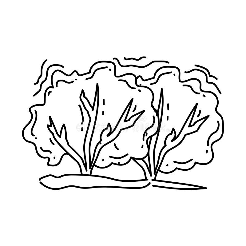 Gardening Bush Icon. Hand Drawn Icon, Outline Black, Doodle Icon ...
