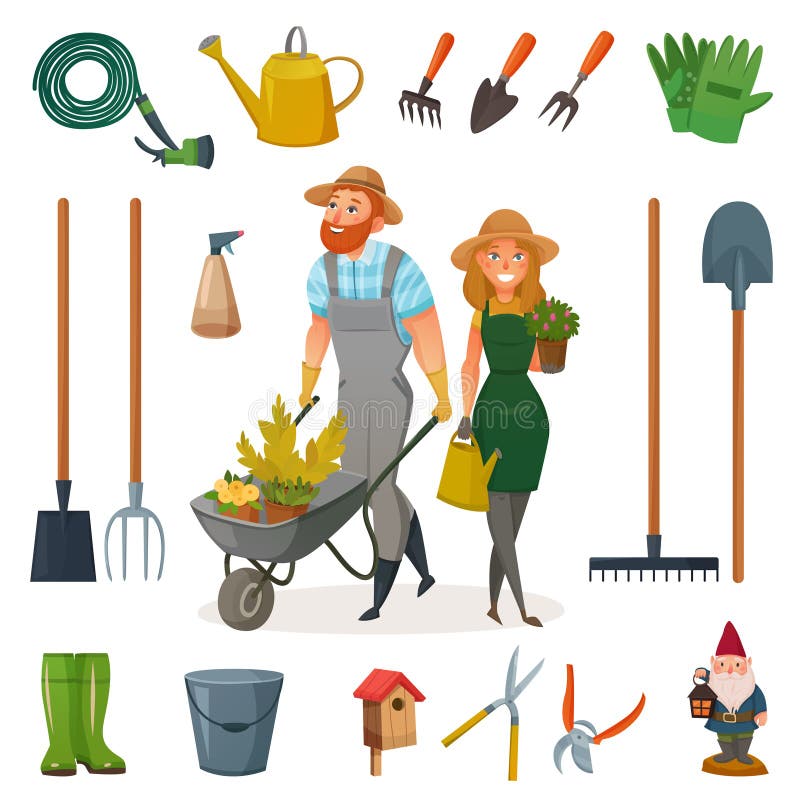 Gardening Cartoon Icon Set stock vector. Illustration of design - 92460844