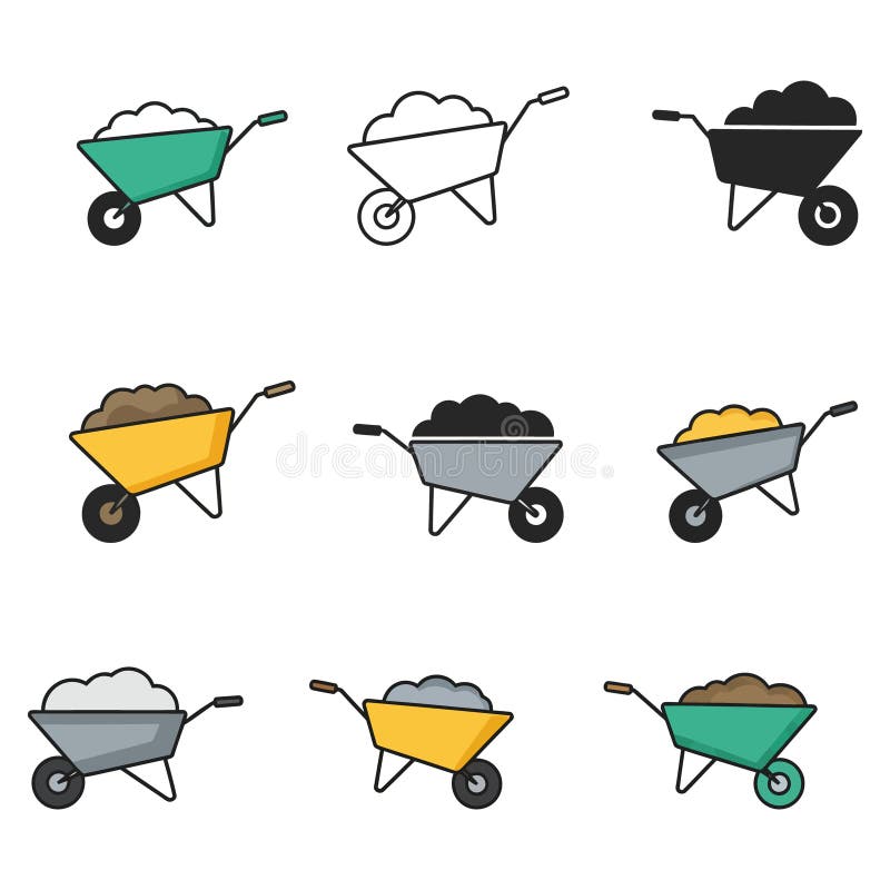 Gardening and Construction Carts Vector Graphics Stock Illustration ...