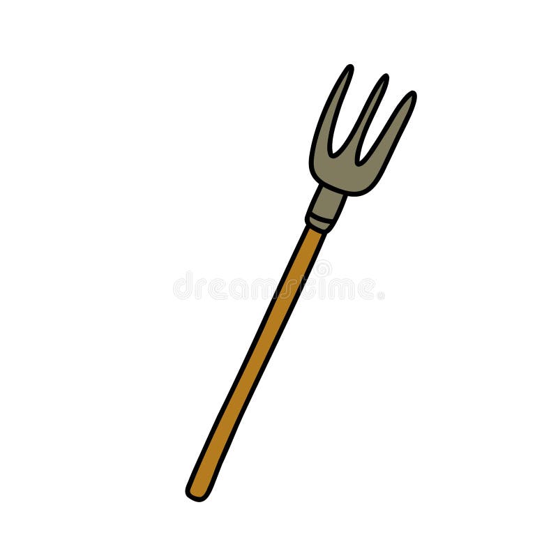 Gardening Fork Doodle Icon, Vector Color Line Illustration Stock Vector ...