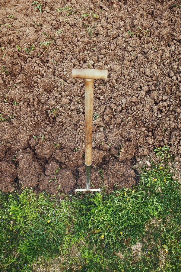 A Gardening Fork, Sticking in the Ground Stock Image - Image of fork ...